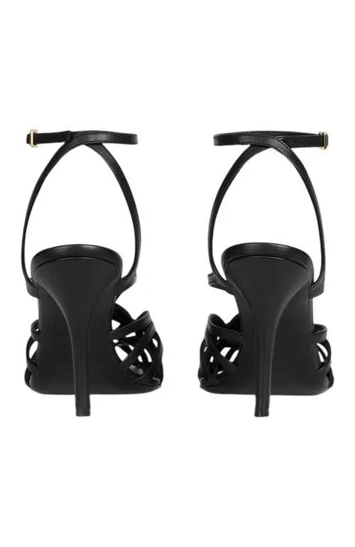 Balmain Smooth Leather Cage Sandals