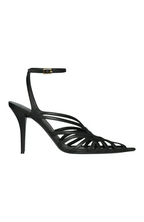 Balmain Smooth Leather Cage Sandals