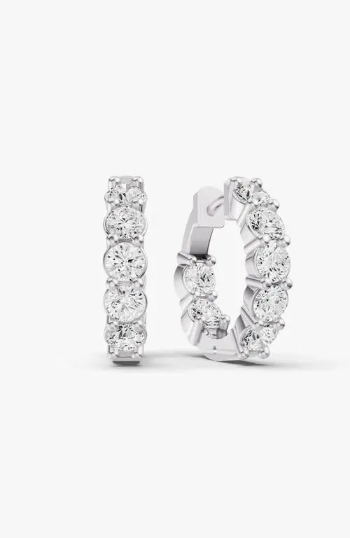 SEREIA OFFICIAL 14k Gold 2.5 Ct Earrings Of Sereia In & Out Diamond - White Gold
