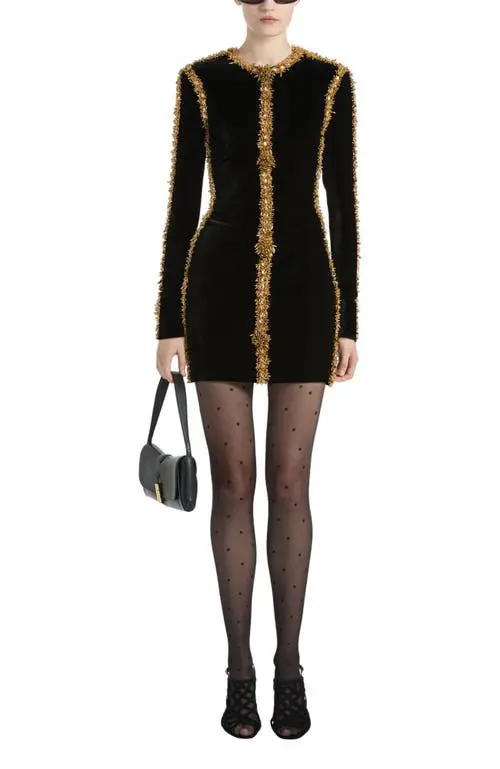 Balmain Velvet Dress With Embroidered Trim