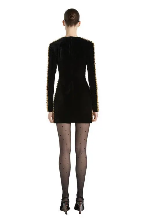 Balmain Velvet Dress With Embroidered Trim