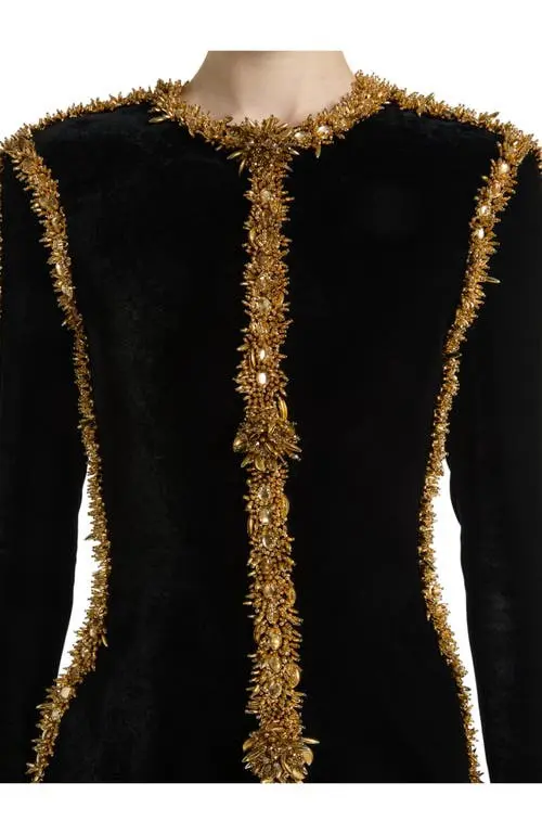 Balmain Velvet Dress With Embroidered Trim