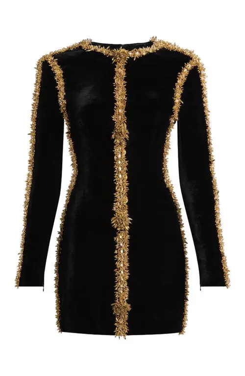 Balmain Velvet Dress With Embroidered Trim