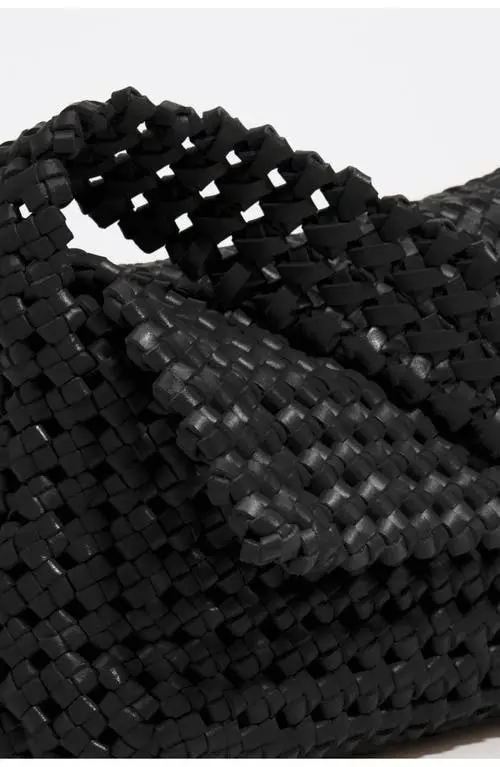 Bimba Y Lola Medium Plaited Leather Hobo Bag - Black
