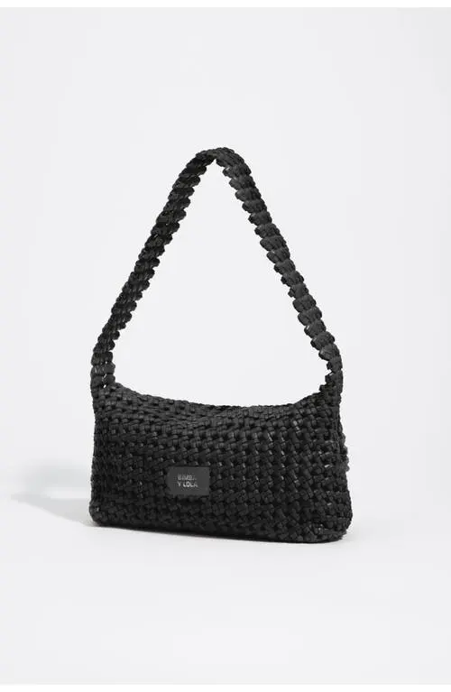 Bimba Y Lola Medium Plaited Leather Hobo Bag - Black