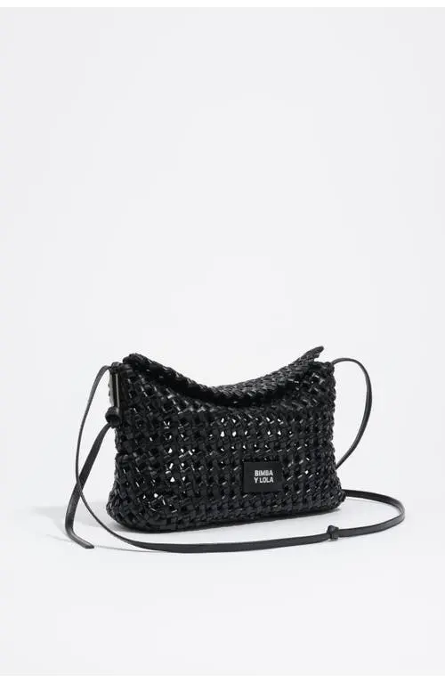 Bimba Y Lola Mini Braided Leather Shoulder Bag - Black