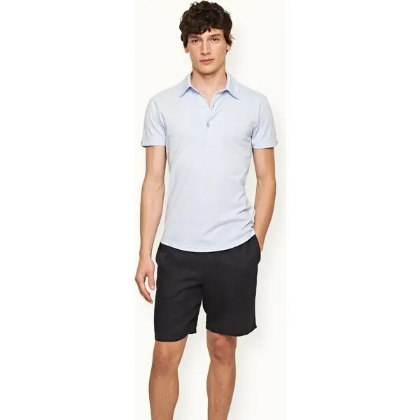 Orlebar Brown Sebastian Silk Tailored-fit Polo Shirt - Springfield Blue
