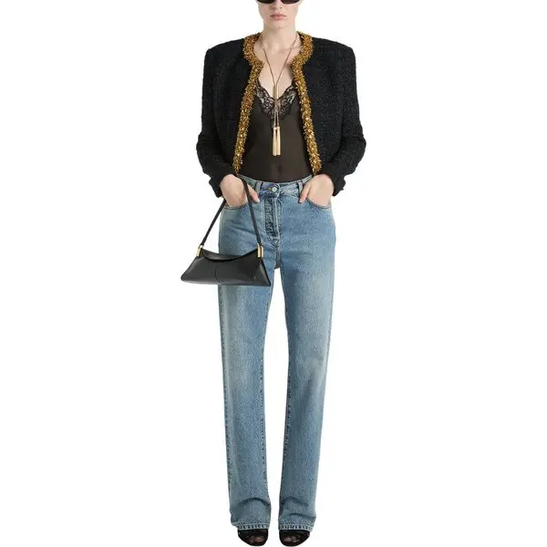Balmain Embroidered Tweed Jacket - Black