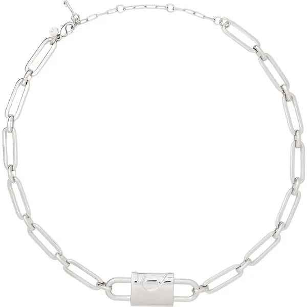 Kate Spade New York Padlock Paperclip Chain Necklace - Silver