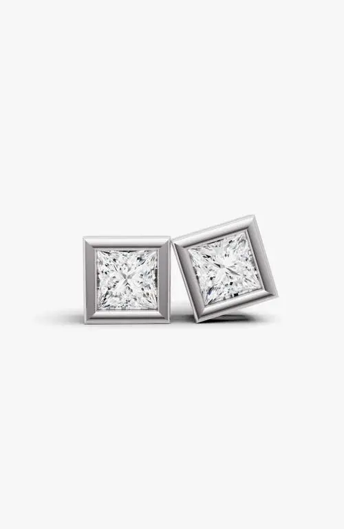 SEREIA OFFICIAL 14k Gold Studs 0.25 Carat Earrings Princess Bezel - White Gold