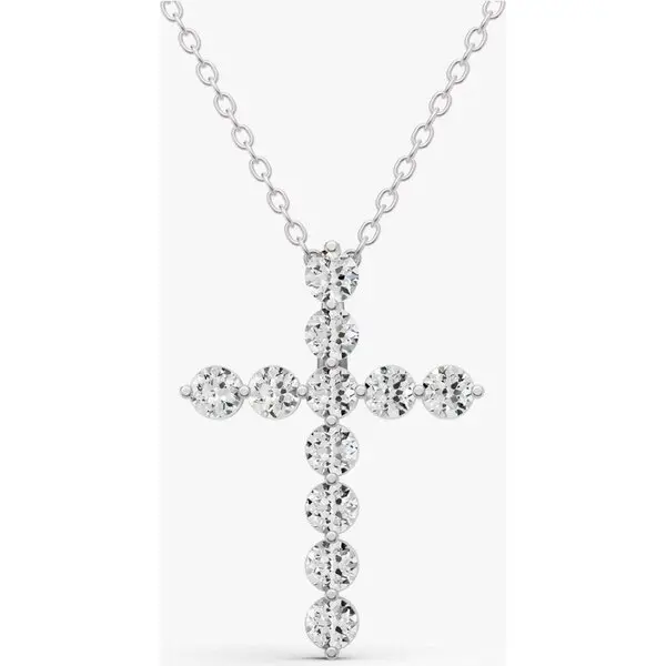 SEREIA OFFICIAL 14k Gold Necklace 5 Ct Sereia's Cross Pendant With Lab Diamonds - White Gold