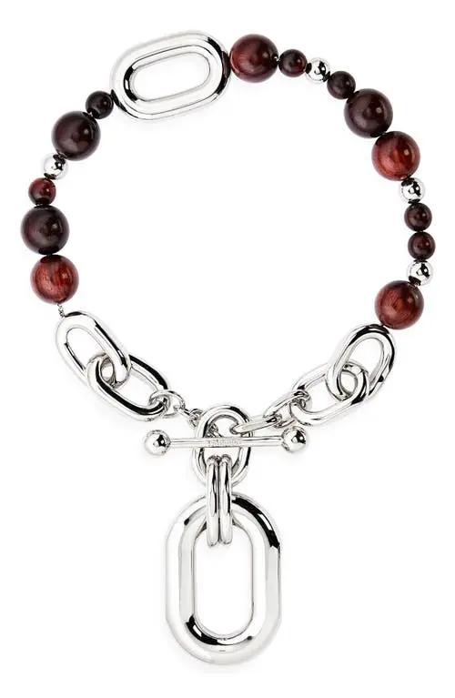 Rabanne Beaded Collar Necklace - Wood/silver