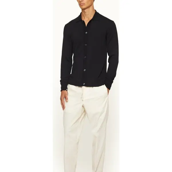 Orlebar Brown Tiernan Merino Classic-fit Knitted Shirt - Night Iris
