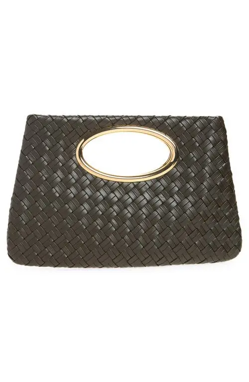Mango Woven Faux Leather Frame Clutch