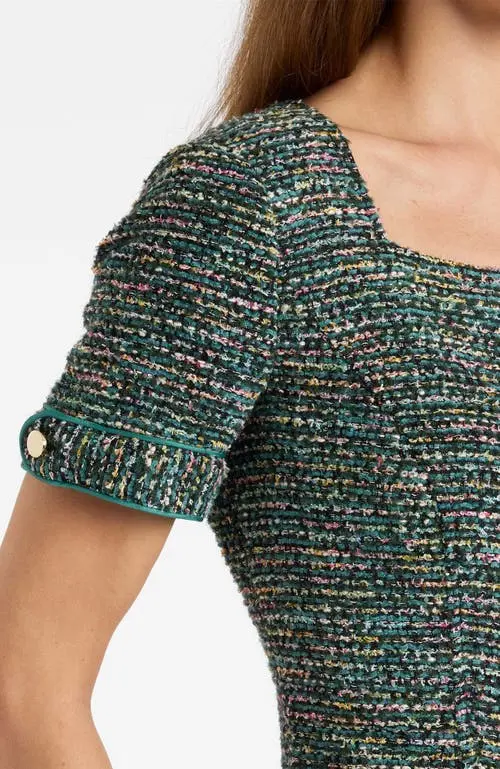 Santorelli Bri Short Sleeve Zippered Tweed Dress
