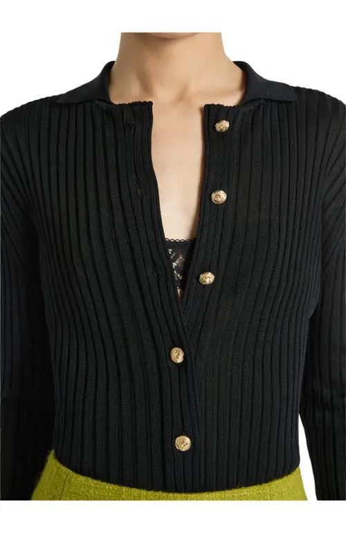 Balmain Ribbed Knit Buttoned Cardigan