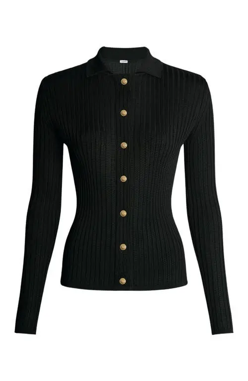 Balmain Ribbed Knit Buttoned Cardigan