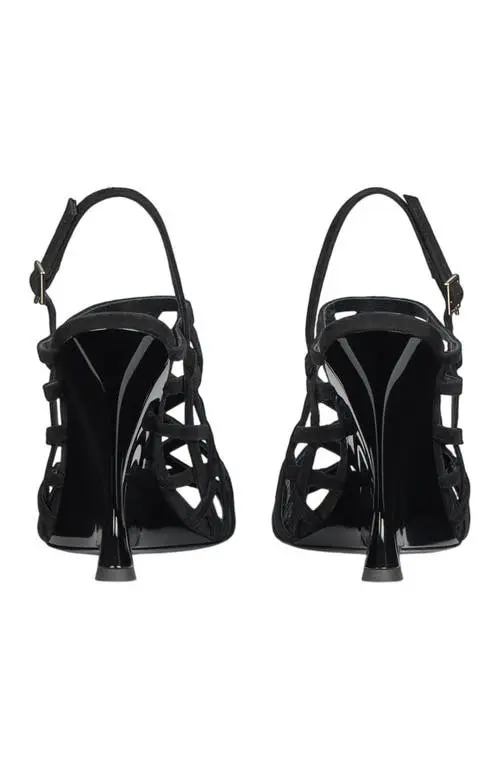 Balmain Wedge Cage Sandals In Suede