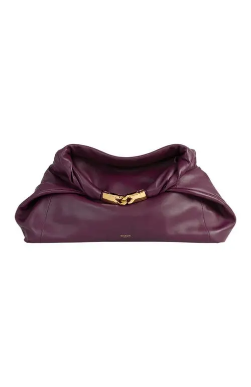 Balmain Dinner At 8 Medium Bag In Smooth Leather - Purple