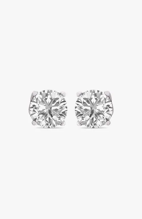 SEREIA OFFICIAL 14k Gold Halo Lab Diamond Earrings - White Gold
