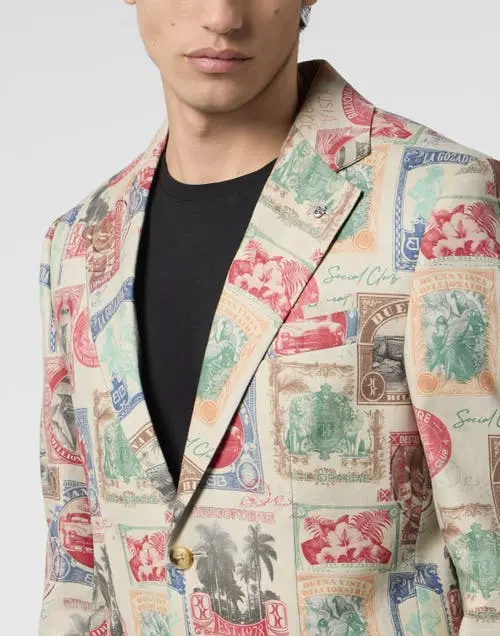 BILLIONAIRE Printed Linen Blazer Gigolo Fit