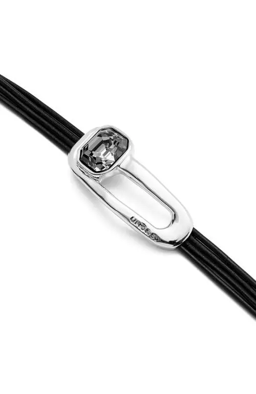 UNODE50 Leather Bracelet With Black Faceted Details