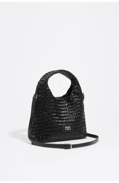 Bimba Y Lola Small Plaited Leather Paper Bag - Black