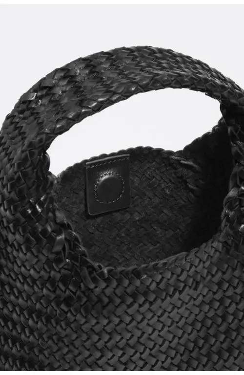 Bimba Y Lola Small Plaited Leather Paper Bag - Black