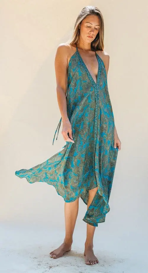 SUN CHILD Classic Silk Dress Dandelion
