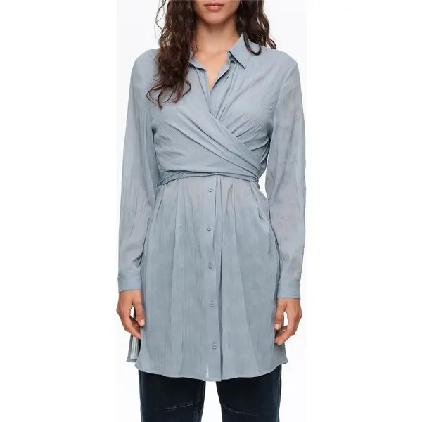 Bimba Y Lola Pleated Long Sleeve Shirt With Classic Collar