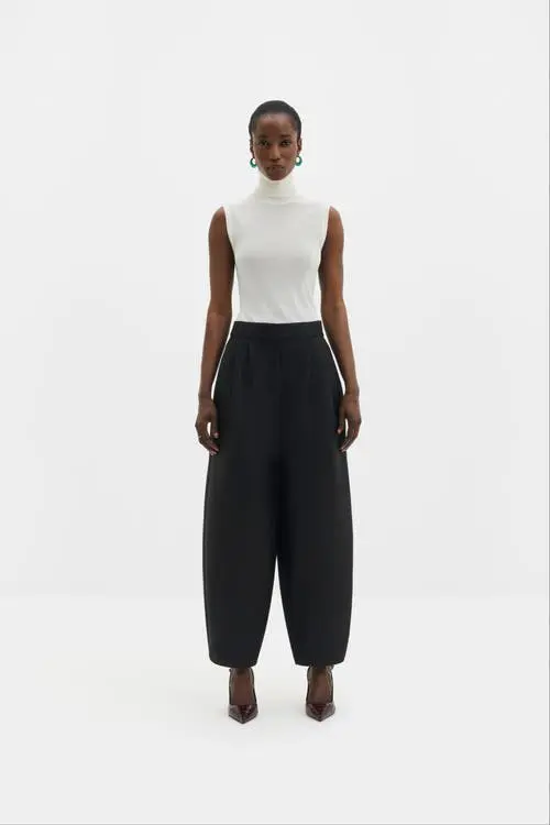 MALINA Smilla Barrel Leg Wool-silk Trousers