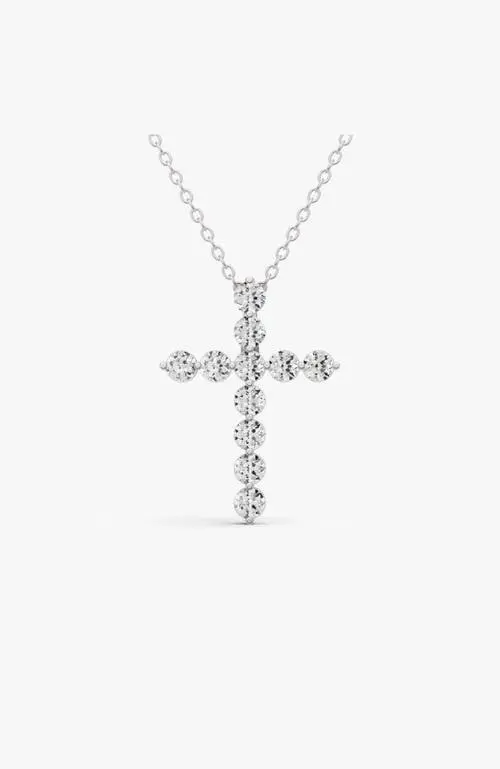 SEREIA OFFICIAL 14k Gold Necklace 0.75 Ct Sereia's Cross Pendant With Lab Diamonds - White Gold