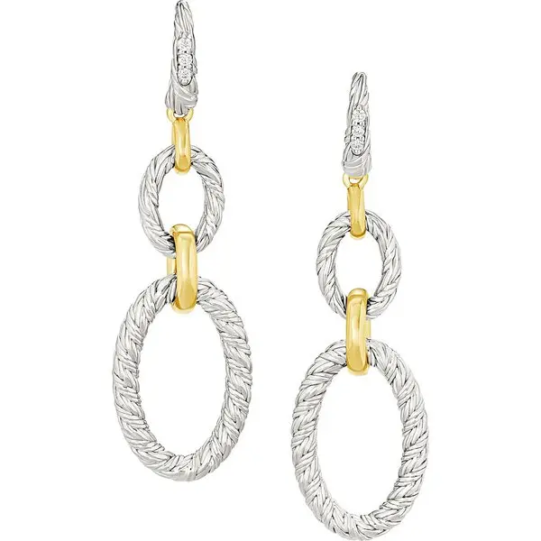 JAN LESLIE Marseille Sterling Silver With 18k Gold Double Oval Earrings - Silver/gold