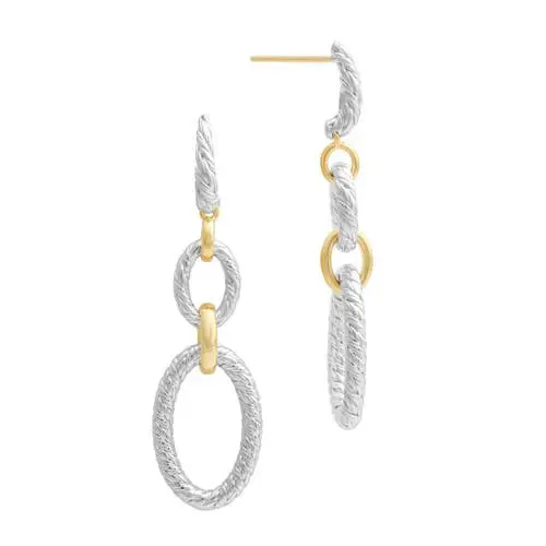 JAN LESLIE Marseille Sterling Silver With 18k Gold Double Oval Earrings