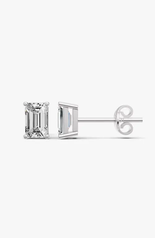 SEREIA OFFICIAL 14k Gold Studs Earrings 0.5 Ct Emerald Solitaire - White Gold