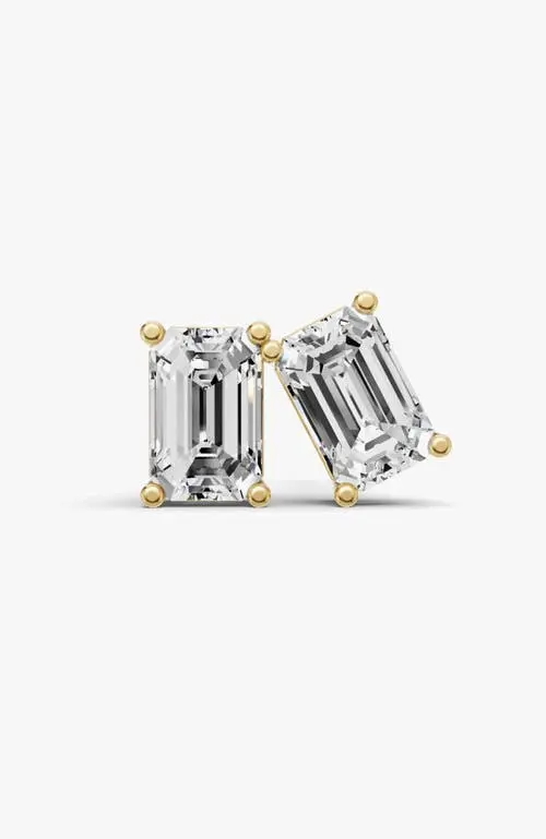 SEREIA OFFICIAL 14k Gold Studs Earrings 0.5 Ct Emerald Solitaire - Yellow Gold