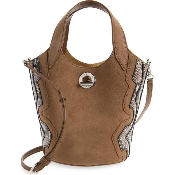 Veronica Beard Mixed Media Bucket Bag - Bark Multi