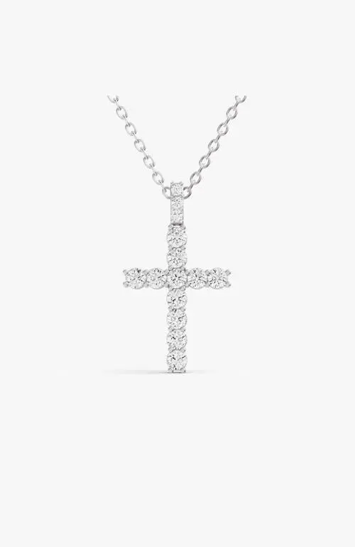 SEREIA OFFICIAL 14k Gold 3.5 Ct Cross Pendant Necklace Of Sereia - White Gold