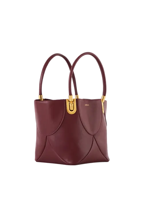 ESTHERA 4pm Leather Mini Handbag - Burgundy