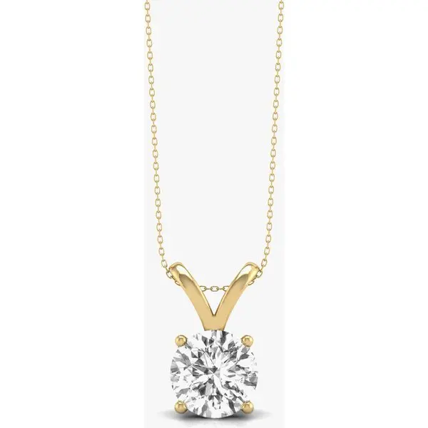 SEREIA OFFICIAL 14k 2.00 Ctw Round Cut Lab-grown Diamond Solitaire Pendant Necklace - Yellow Gold
