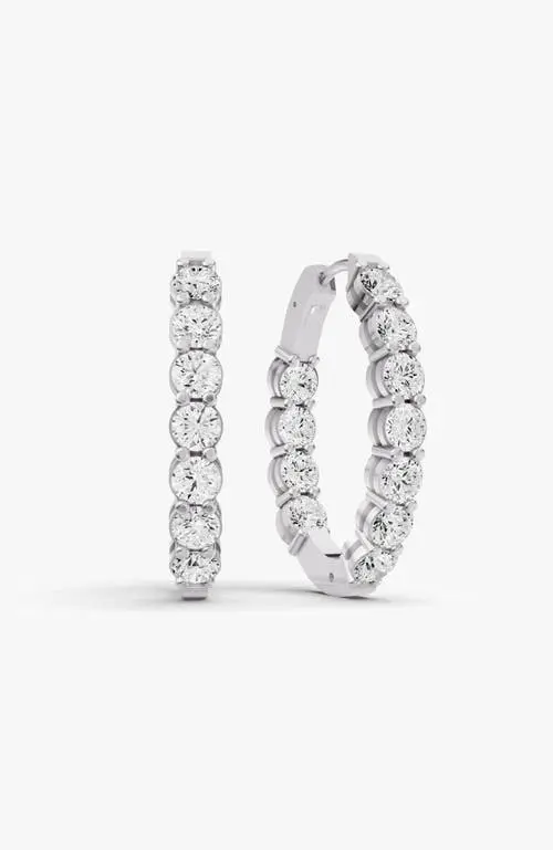SEREIA OFFICIAL 14k Gold 4 Ct Sereia Earrings Hoop Diamonds - White Gold