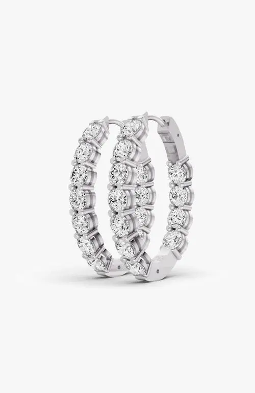 SEREIA OFFICIAL 14k Gold 4 Ct Sereia Earrings Hoop Diamonds - White Gold