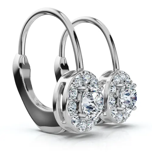 BLISS DIAMOND 1/2ct Halo Diamond Hoops With Lever Backs Lab Grown Small 1/2" Tall