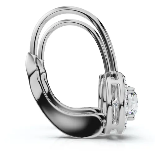BLISS DIAMOND 1/2ct Halo Diamond Hoops With Lever Backs Lab Grown Small 1/2" Tall