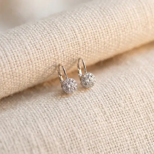 BLISS DIAMOND 1/2ct Halo Diamond Hoops With Lever Backs Lab Grown Small 1/2" Tall