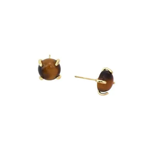 ERIN MCDERMOTT JEWELRY Tigers Eye Studs - Brown