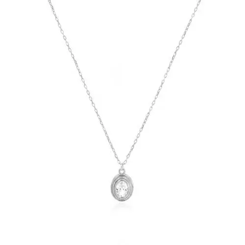 THE LOVERY FINE JEWELRY Cz Oval Double Bezel Necklace - Sterling Silver