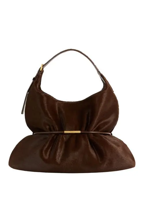Balmain Sphynx Medium Bag In Pony-effect Leather - Dark Brown