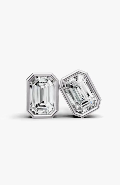 SEREIA OFFICIAL 14k Gold 0.5 Carat Emerald Bezel Solitaire Studs - White Gold