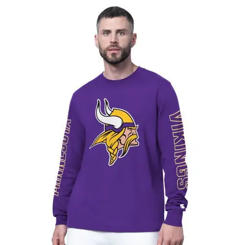 STARTER Minnesota Vikings Clutch Hit Ii Long-sleeve T-shirt - Purple
